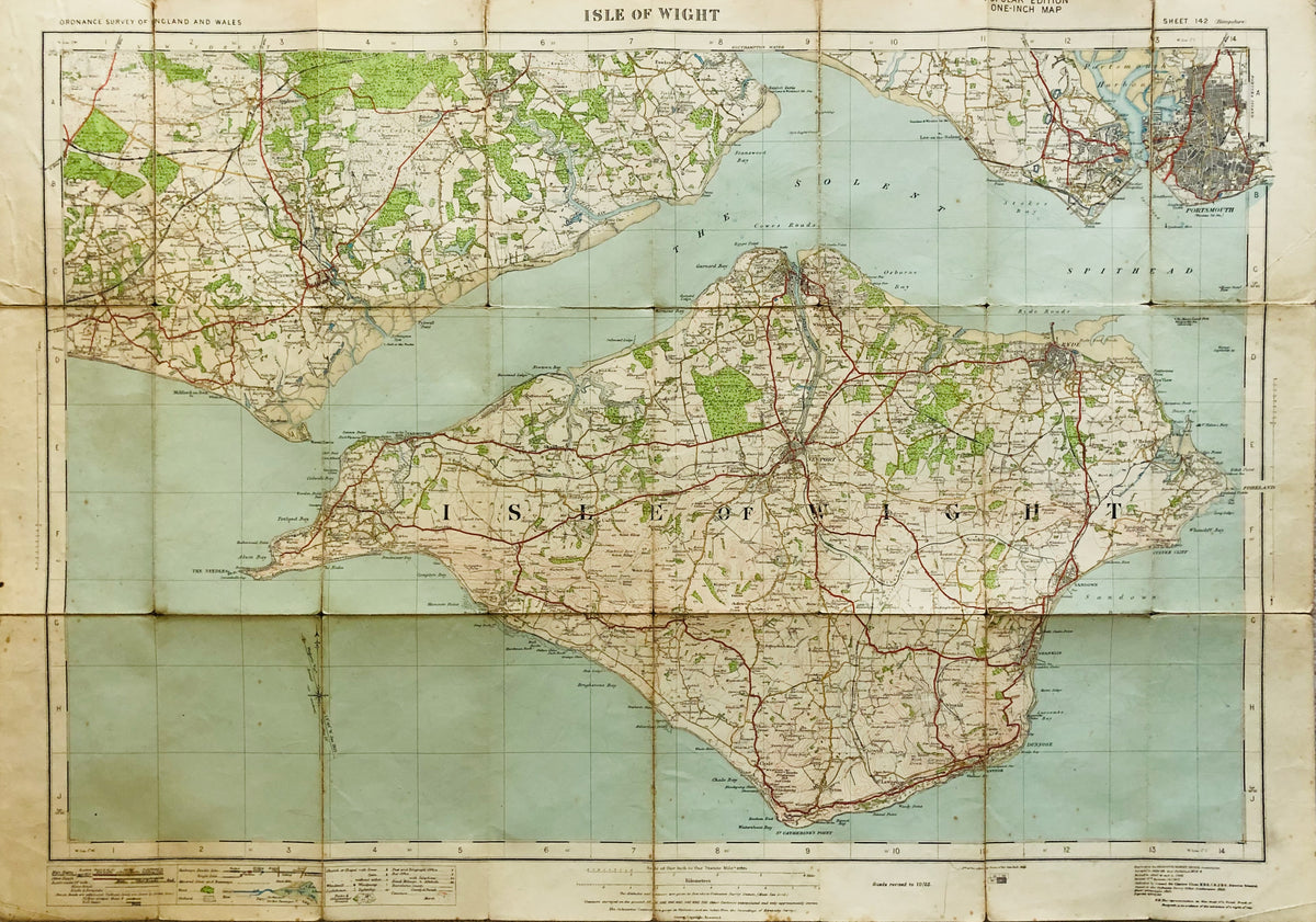 Ordnance Survey Map of the Isle of Wight, published and printed c.1925 ...
